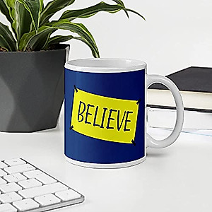 ECKOI Novelty Mugs Believe Sign Ted Lasso Coffee Mug Believe in Yourself Inspirational Gifts for Women Friend Kids Tea Cup for Mommy on Mother's Day/Birthday/Christmas Mug 11oz