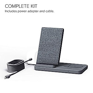 iOttie iON Wireless Duo CERTIFIED BY GOOGLE 10W Stand + 5W Pad Qi-Certified Charger | MADE FOR GOOGLE | Compatible with Google, Google Pixel, Pixel Buds | Includes Power Cable & Adapter | Dark Grey