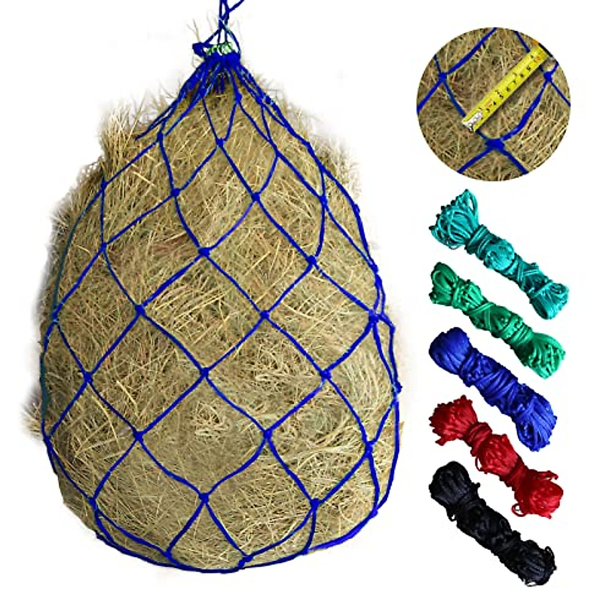 RideFound Durable Slow Feed Hay Net for Horses 40” Length with Strong 4x4” Holes Nylon Rope Hanging Suitable for Trailer and Stall, Slow Feeding Reduce Waste