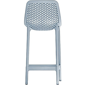 Meridian Furniture 330SkyBlue Mykonos Collection Modern | Contemporary Outdoor Patio Stool with Sky Blue Polypropylene Plastic, Weather Resisting, 17.5" W x 21" D x 38" H, Blue, Set of 4