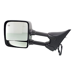 Kool-Vue Driver Side Mirror Compatible with 2004-2015 Nissan Titan Manual Folding, Heated, Chrome, With Blind Spot Glass, Towing, Power Glass, Black base - NI1320202
