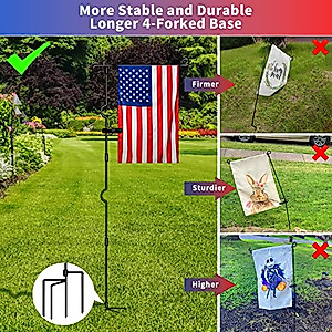 Garden Flag Holder Stand, 50"H Garden Flag Pole for Outside Lawn, Solid Anti-rust Yard Flag Holder with Clip and Stoppers, Heavy Duty Flag Stand Fit 12x18 American Fall Small Garden Flags (1 Pack)