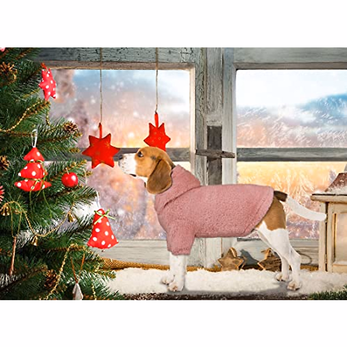 Fuzzy Dog Hoodie Dog Sweater Dog Clothes Warm Soft Cozy Dog Coats Hooded Sweatshirt Fleece Small Dog Hoodies Dog Sweaters for Small Dogs(Pink-XS)