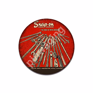 PINWAGING- Retro Metal Circular Tin Sign Snap-on Tools Round Vintage Home Decor Cans Sign 12 X 12 Inch
