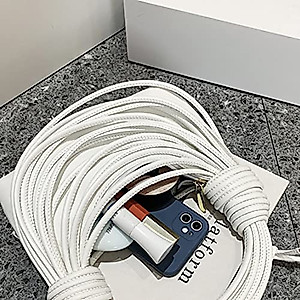 knotted woven tote bag handbag for women Woven Handbag Purse for Women Handwoven Satchel Clutch Purse (silver)