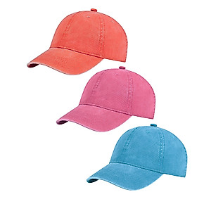 AOSMI 3 Pack Vintage Washed Cotton Dad Hat Baseball Caps Adjustable Men Women Summer Unstructured Soft Low Profile Blank Plain Ball Cap
