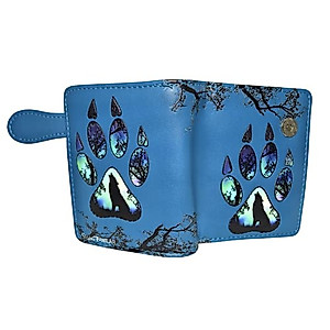 Shag Wear Wolf Paw Small Animal Wallet for Women and Teen Girls Vegan Faux Leather 4.5" Blue