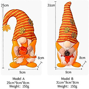 Sunflower Gnome 2Pcs Summer Fall Harvest Plush Gnomes Thanksgiving Decorative Doll Orange Maple Leaf Pumpkin Pine Cone Garden Decoration Home Farmhouse Kitchen Decor Bee Shelf Tiered Tray Ornaments