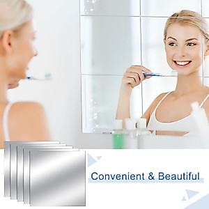 Tuanse 80 Pcs Flexible Plastic Mirror Sheets, Self-Adhesive, Rectangular, 6 x 6 Inch, for Home Decoration