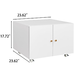 SQLIFE Office Copier File Cabinet, Mobile Lateral Filing Cabinet with 2 Door, Rolling File Cabinet, Printer Stand for Legal/Letter/A4 File