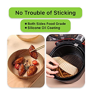 FINECE Air Fryer Liners Round, 100PCS for 2 to 5 Qt Air Fryer Disposable Paper Liner, 6.3 inch Unbleached Non-stick Oil-proof Parchment Paper