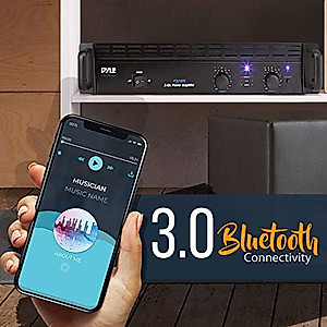 Pyle Professional Audio Bluetooth Power Amplifier - 2-Channel Rack Mount Bridgeable, LED Indicators, Shockproof Binding Posts, Cooling Fans 1000 Watt - Pyle PTA1000