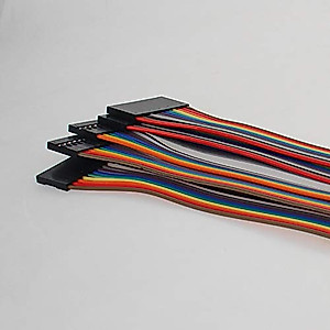 Fielect Female to Female 12P Jumper Wire 2.54mm Pitch Ribbon Cable Breadboard DIY 20cm Long 5pcs