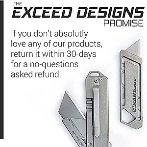 Exceed Designs TIRANT RAZOR-M 3.0 MagLock Micro Slide Utility Knife & Pry Bar (Stonewashed + Silver Magnets) 6Al-4V Titanium Pocket Knife, EDC Tool, Box Cutter