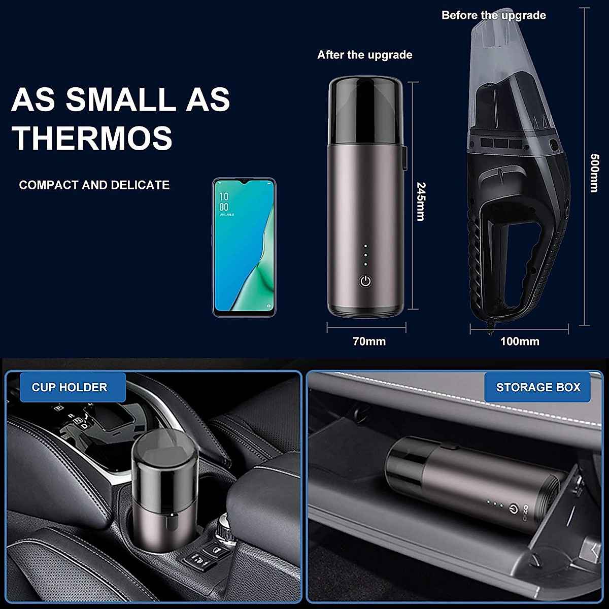 ACHIETOP Mini Handheld Vacuum Cordless, Portable Car Vacuum Cleaner Cordless Rechargeable with High Power, Wet & Dry Use for Home and Car