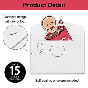 REWIDPARTY Gingerbread Man Shaped Fill-in Invitations with Envelopes（Set of 15） Gingerbread Man Decorating Christmas Birthday Party Invitations for Kids Adults Christmas Cookie Swap Party Invites