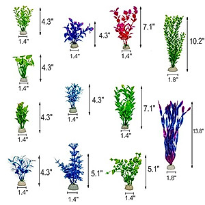 BKDMZZMY Fish Tank Plants, 12PCS Aquarium Plants with Extend Fish Tank Net Artificial Fish Tank Decorations Fish Tank Realistic Plastic Accessories Safe for Fish, Aquarium Plastic Decor Plants