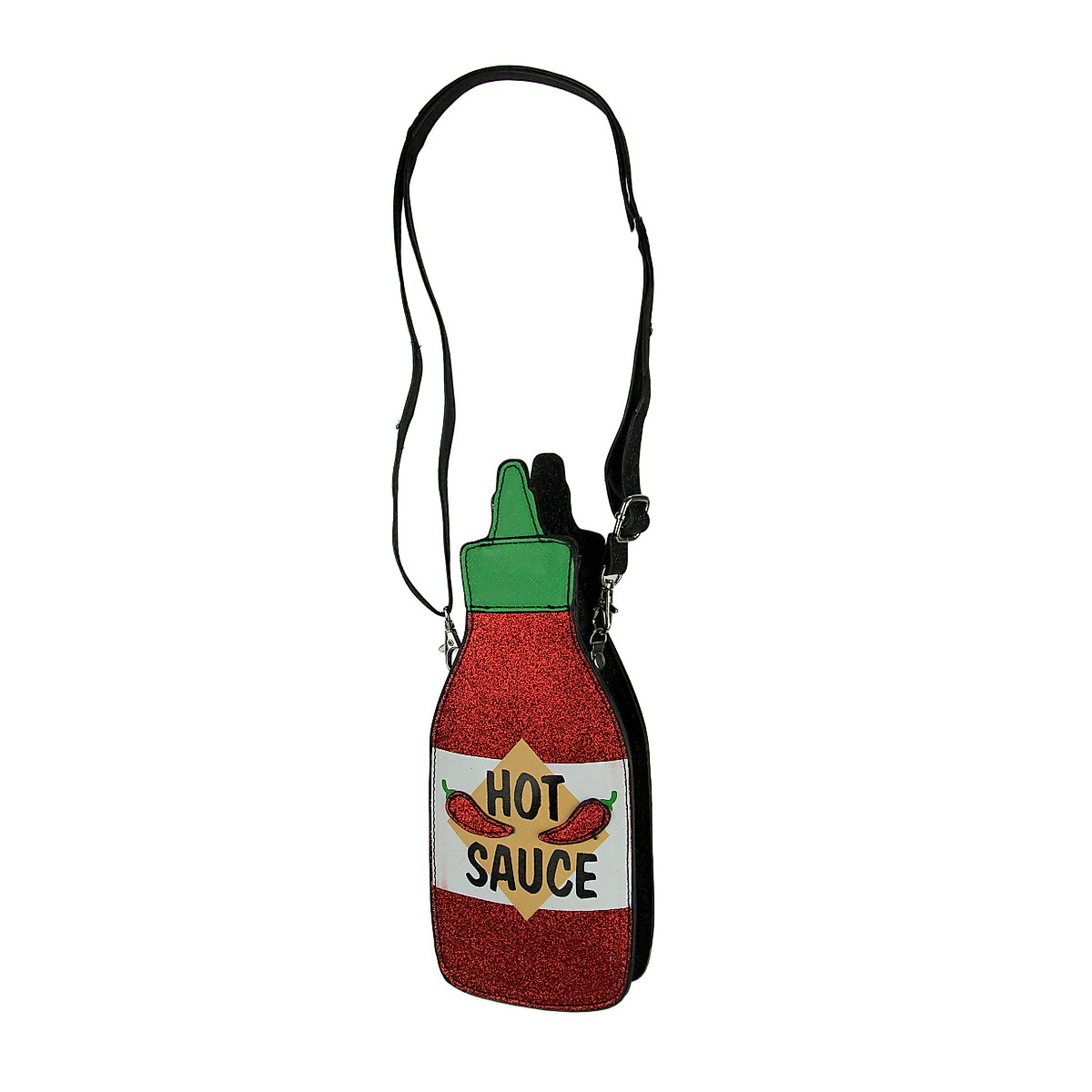 Red Glitter Hot Sauce Crossbody Purse Small