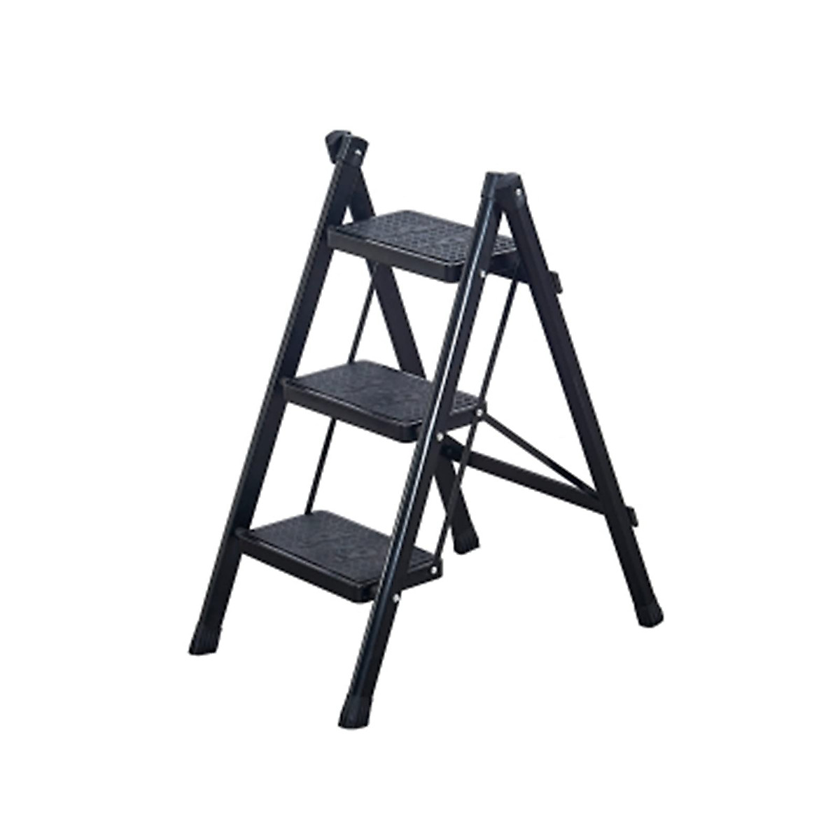 LUCEAE Step Stool,3Step Steel Ladder Folding Step Stool,Sturdy and Durable Extra Wide Treads with Non-Slip Rubber Covers,Portable and Lightweight, Home/Kitchen/Closet/Bedroom/Office Wide Platform Step