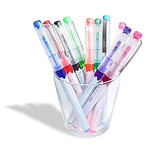 Ohto Fude Ball Color Rollerball Pen 1.5 mm, 10 Colors Ink, 10-pack, Sticky Notes Value Set