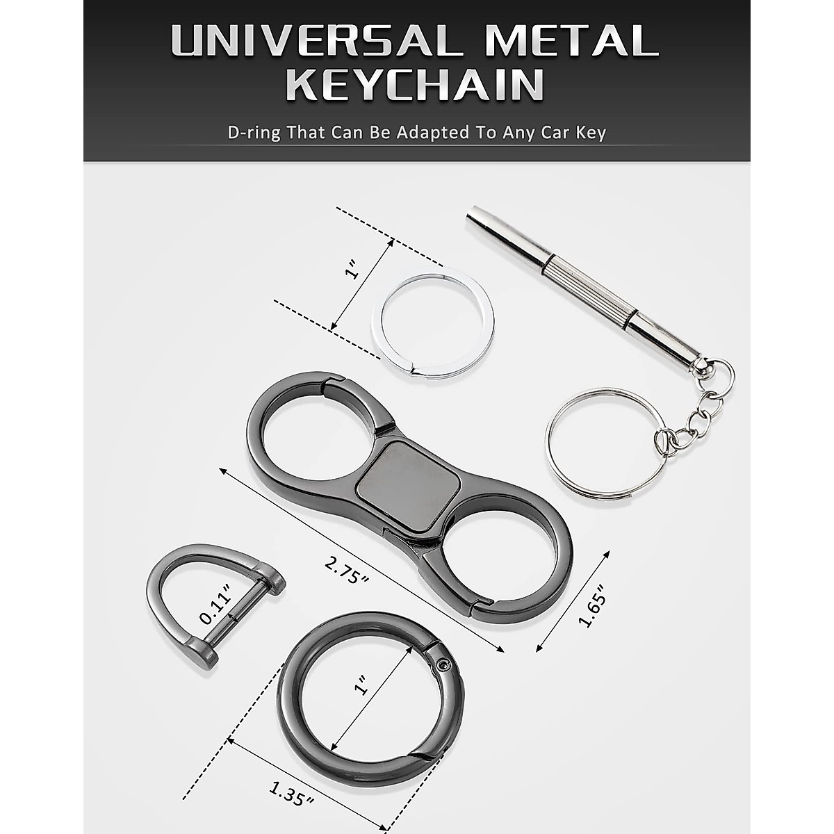 DAYGOS Car Keychain Clip with Quick Release Key Rings, Universal Key Fob Holder with 4 Detachable Keyrings, Heavy Duty Car Keychain Organizer for Men and Women