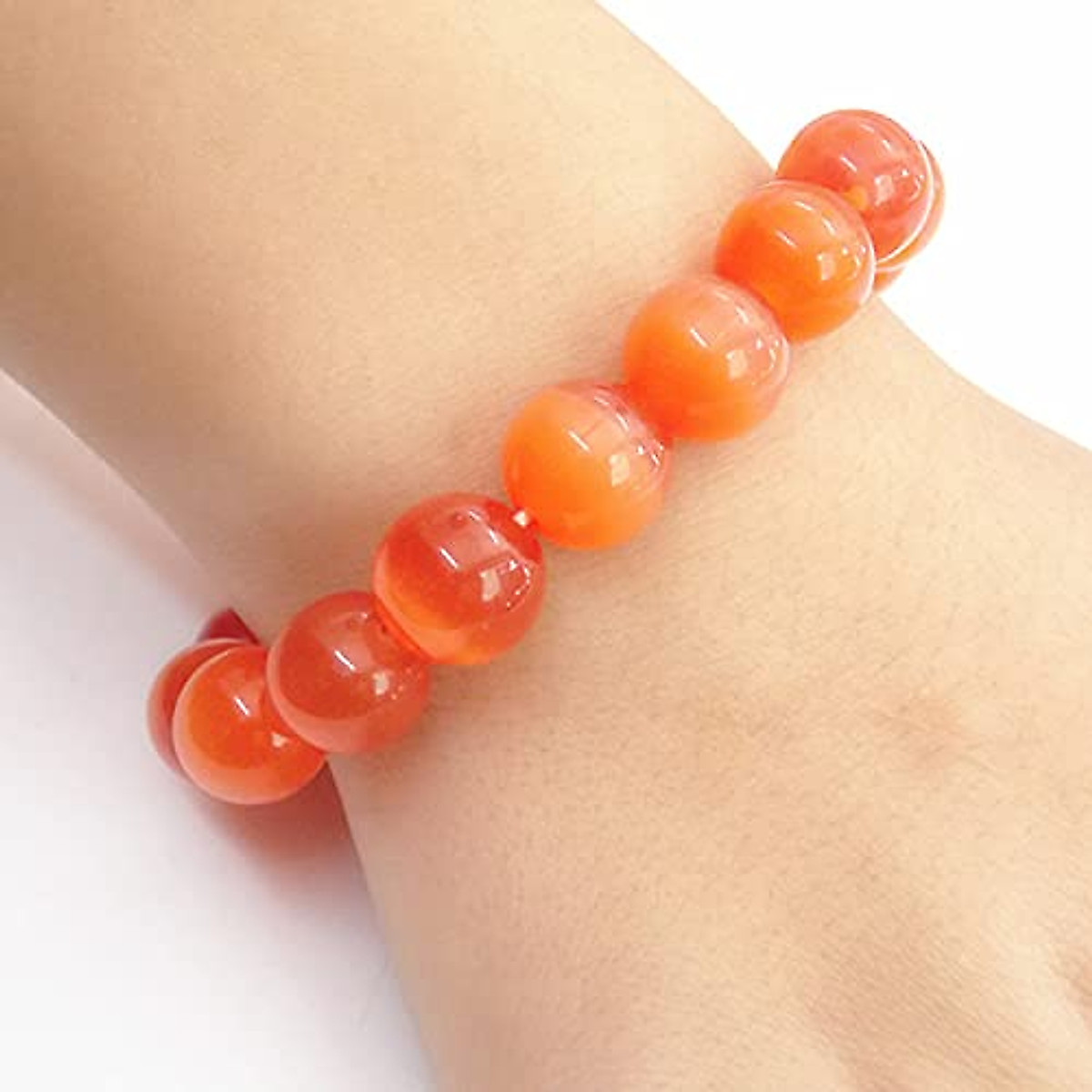 COLORFUL BLING Carnelian Crystal 12mm Bracelet Natural Carnelian Gemstone Bracelet Orange Natural Powerful Selenite Bracelet Jewelry for Women - 2 Pcs