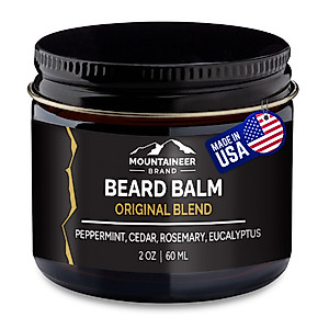 Mountaineer Brand Beard Balm for Men | All Natural Leave-In Conditioner to Moisturize Dry Itchy Skin | Beard Butter Hydrates, Softens and Tames Flyaway Hair | Adds Shine | Original Scent 2oz