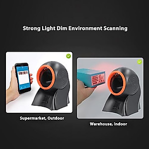 Desktop Barcode Reader, Automatic Sensing QR Code Scanner High Accuracy Compact Design for Supermarket Shopping Mall