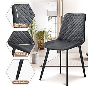 seonyou Dining Chairs Set of 4 Black, Modern Kitchen Chairs for Dining Room, Upholstered Faux Leather Dining Chairs