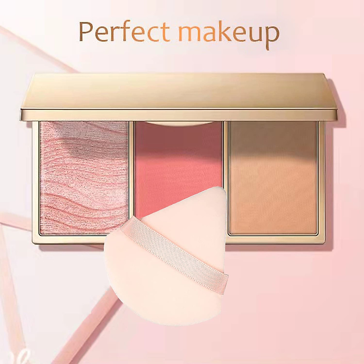 4 Pieces Pure Powder Puff Face Triangle Soft Makeup Powder Puff for Loose Powder with Strap Cosmetic Foundation Wet Dry Makeup (Black, White, pink, nude)