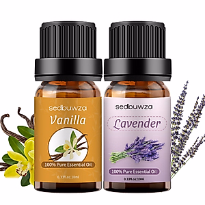 Sedbuwza Vanilla Oil Bundle with Lavender Essential Oil Set, 100% Pure Organic Fragrance Oil for Diffuser, Humidifier, Soap, Candle, Perfume