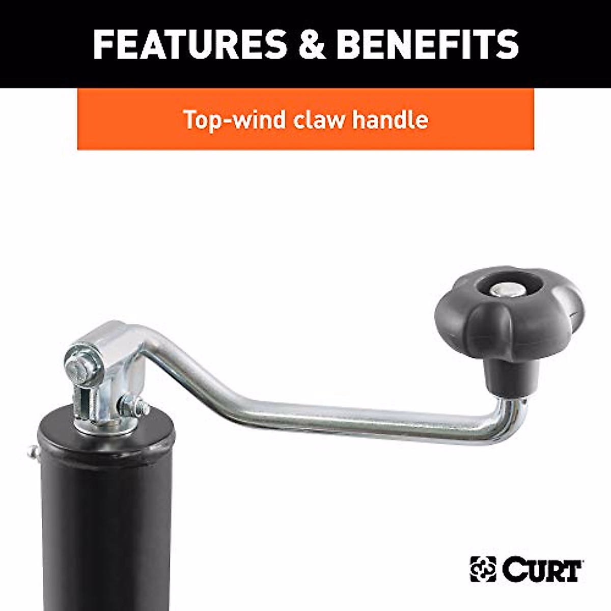 CURT 28350 Weld-On Pipe-Mount Swivel Trailer Jack, 5,000 lbs. 10-3/4 Inches Vertical Travel, CARBIDE BLACK POWDER COAT