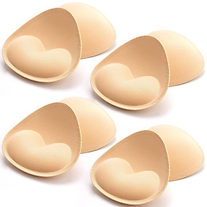 KSang Bra Pads Inserts Breast Enhancer - 4 Pairs Sew in Bra Cups for Sports Bras Swimsuits Bikini Push up Pads Fits A Cup