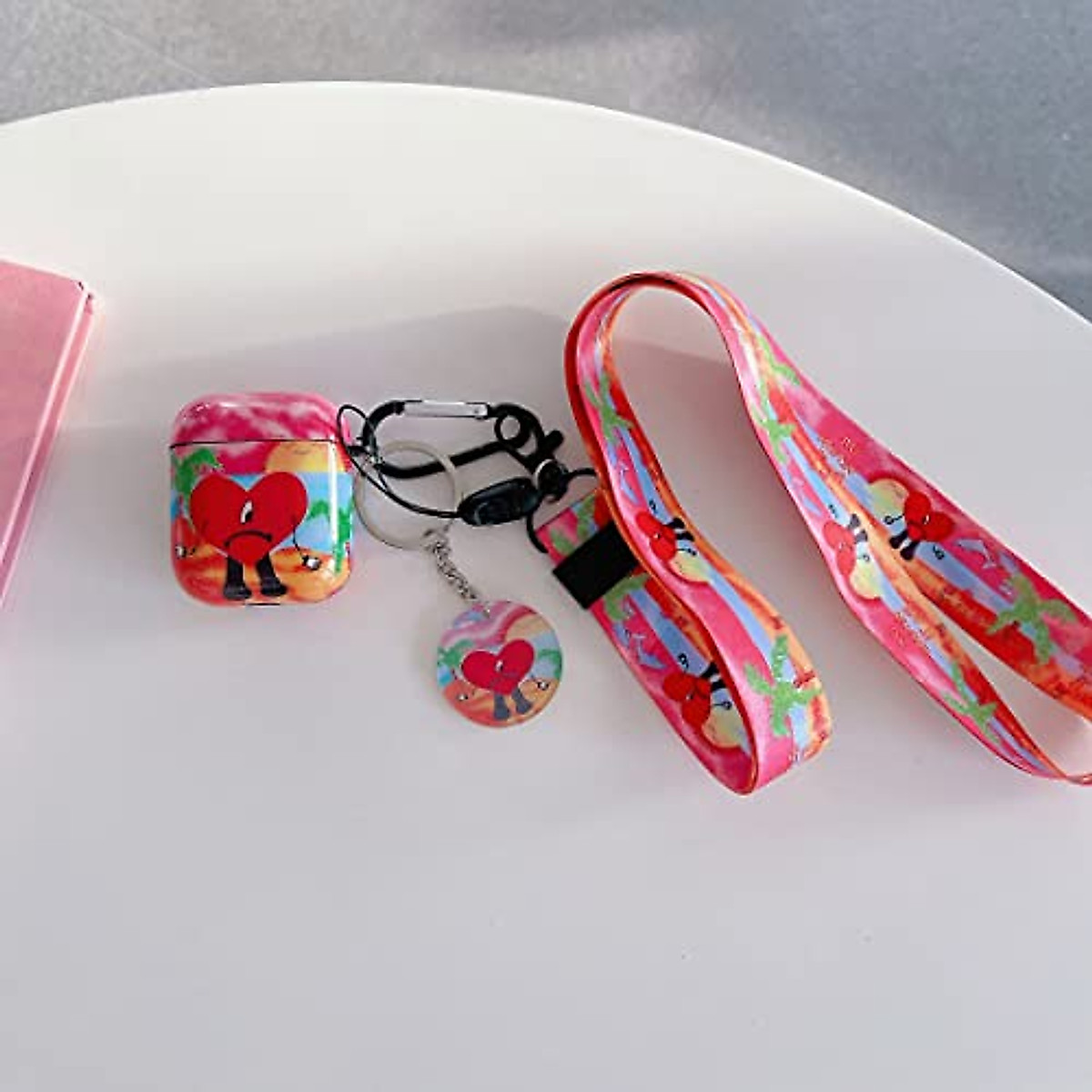 with Fashion Kawaii Lanyard Keychain，Cute Interesting Soft TPU Airpod 1/2 Case，Suitable Man Women Girl Airpod Case