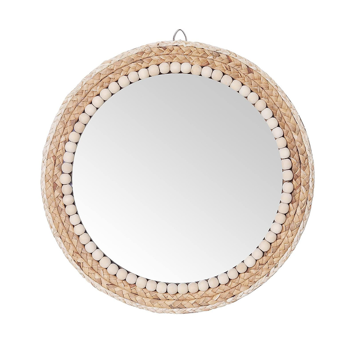 SWTHONY 15 Inch Boho Round Hanging Wall Mirror Decorative Rattan Circle Wall Mounted Mirror for Farmhouse, Living Room, Bedroom, Bathroom