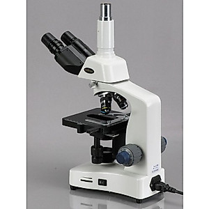AmScope T340B-DK-LED Siedentopf Trinocular Compound Microscope, 40X-2000X Magnification, Brightfield/Darkfield, WF10x and WF20x Eyepieces, LED Illumination, Abbe Condenser, Double-Layer Mechanical Stage
