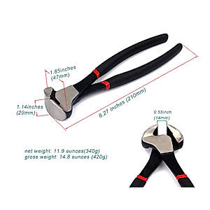 Guitar Fretwire and Bridge Pins Puller, 8-Inch End Cutting Plier for Fret Wire Work, Specially Hardened Stainless Steel Jaws, Cuts Wire and String Neatly, Luthier Repair Tool, Black