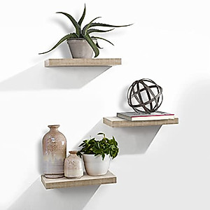 ROSE BLOOM Set of 3 Floating Wall Shelves Rustic Wood Ledge Shelves for Kitchen Bedroom Kitchen Living Room Decor