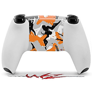 WraptorSkinz Skin Wrap compatible with Sony PS5 DualSense Controller Sexy Girl Silhouette Camo Orange (CONTROLLER NOT INCLUDED)