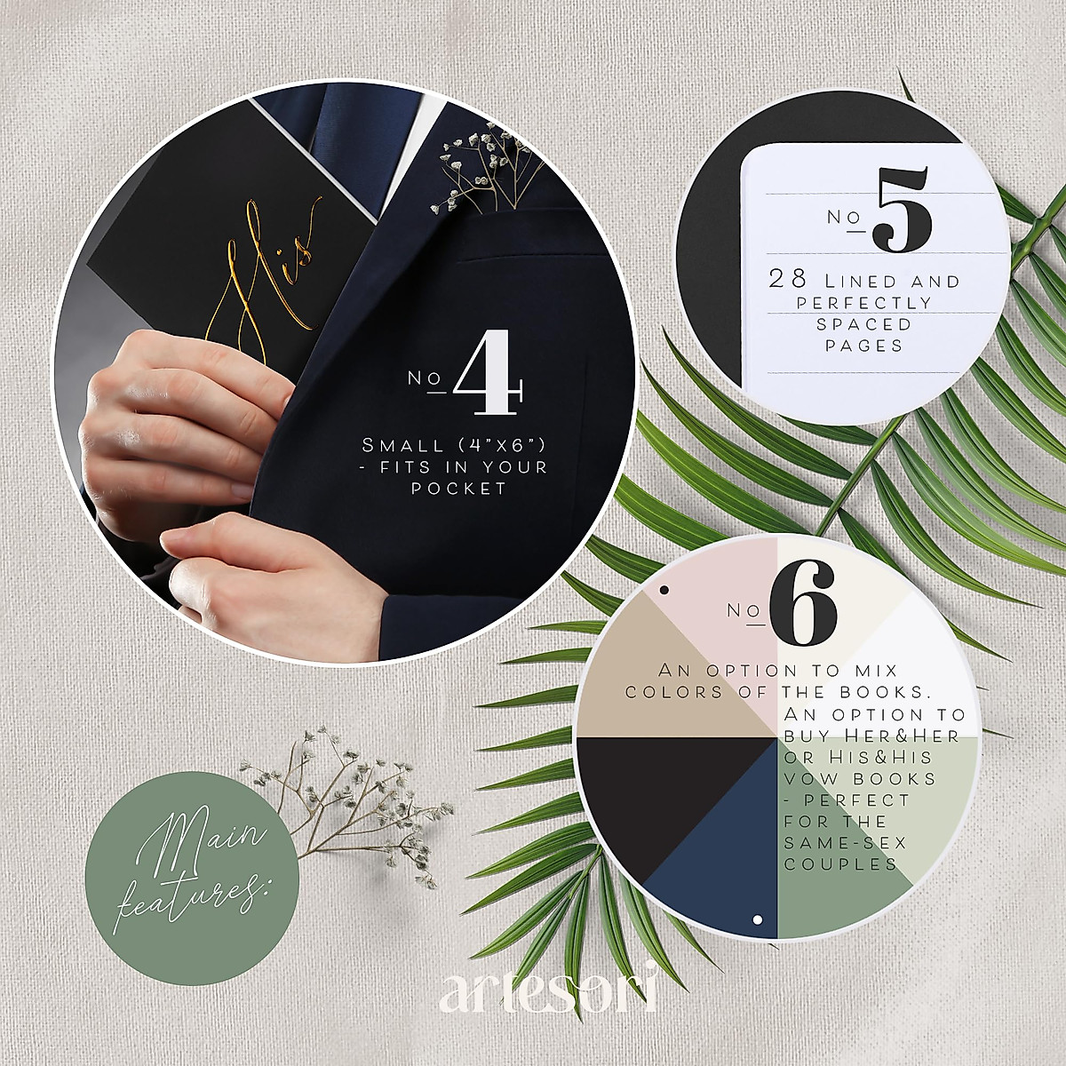 ARTESORI Wedding Vow Book for Her, Soft Touch, Gold Foil Engraving & 28 Lined Pages - Wedding Vow Books His and Hers, Wedding Essentials, Wedding Registry Ideas - Wedding Day Gifts, Bride Book [Ivory]