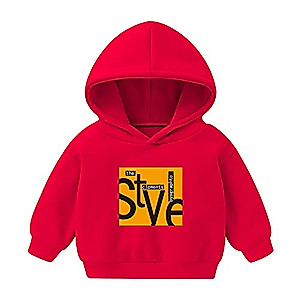 Baby Boys Girls French Terry Crewneck Sweatshirt Print Crewneck Retro Pullover Dress Shirt Sweater Baby Fleece Red