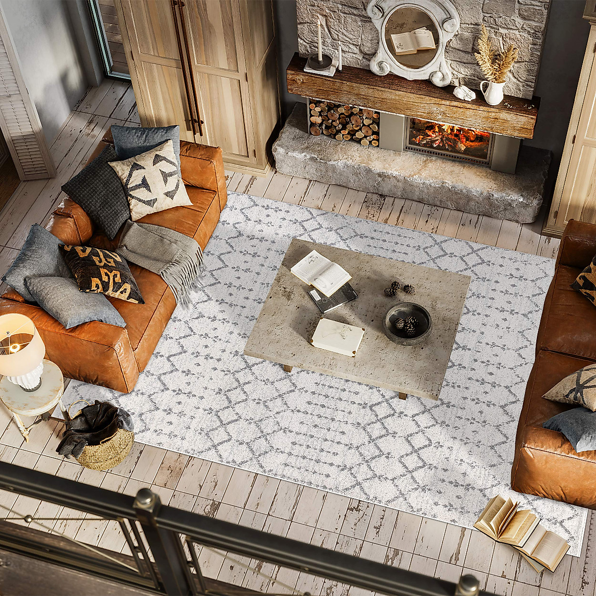 JONATHAN Y MOH101B-9 Moroccan HYPE Boho Vintage Diamond Indoor Area-Rug Bohemian Easy-Cleaning Bedroom Kitchen Living Room Non Shedding, 9 X 12, Cream/Gray