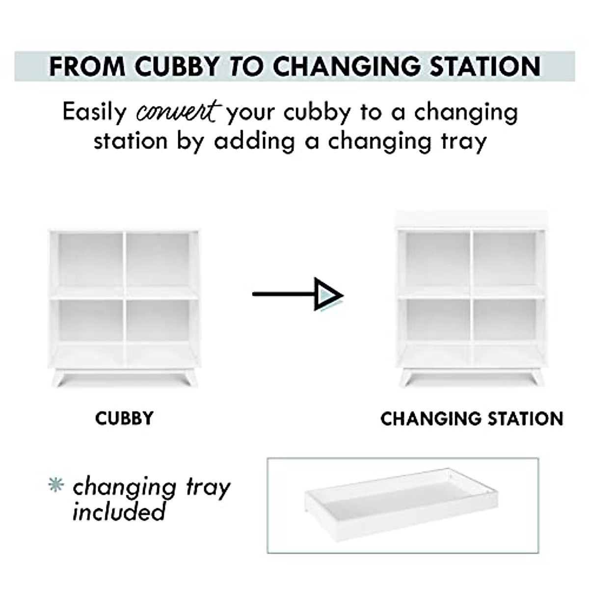 DaVinci Otto Convertible Changing Table and Cubby Bookcase in White