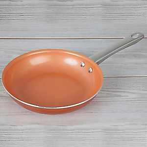 Healthy Nonstick Ceramic Coated Frying Pan - 3 Pcs Eco Friendly Durable Fry Pan Cookware Set (8, 10 & 12 Pans) (Copper Stainless Steel)