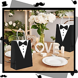 Yexiya 100 Pieces Groomsman Gift Bags for Wedding Tuxedo Gift Bags with Handle Paper Gift Bags for Wedding Groomsman Bridesmaid Party Favors Gift Wrapping Supplies