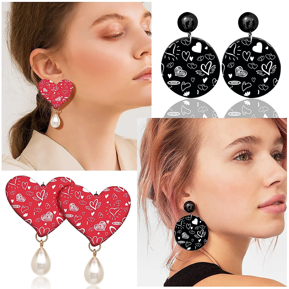 Juome Valentine's Day Silk Screen Stencils for Polymer Clay, 3Pcs Reusable Silk Screens Printing Kit for Polymer Clay Cutters, Polymer Clay Tools for Earring Jewelry Making