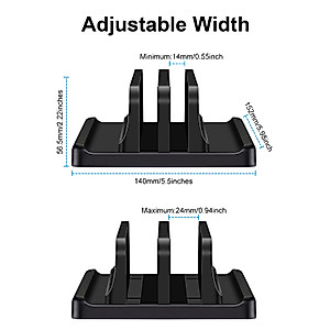 Dofuhem Dual-Slot Vertical Laptop Stand Holder Adjustable ABS Plastic Double Desktop Notebook Dock，Space-Saving for All MacBook/Surface/Samsung/HP/Dell/Chrome Book，Black