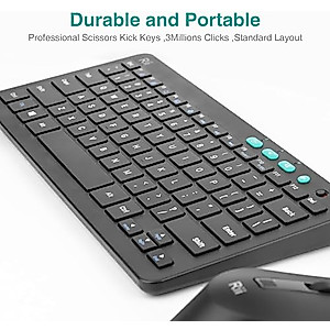 Rii RKM709 2.4 Gigahertz Ultra-Slim Wireless Keyboard and Mouse Combo, Multimedia Office Keyboard for PC, Laptop and Desktop,Business Office(Black)