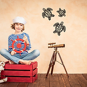 3 Pieces Sea Turtle Beach Theme Decor Metal Coastal Turtle Decor Wall Hanging Beach Sculpture Metal Farmhouse Turtle Wall Art Hawaiian Style Room Ornament for Home Indoor Outdoor Bathroom Garden