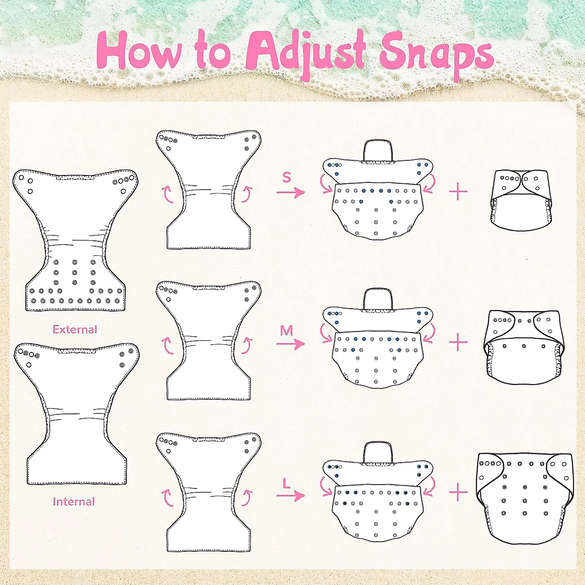 Babygoal Baby & Toddler Girl and Boy Swim Diapers, Reusable Adjustable Washable One Size Fits 6M-3T Gifts and Swimming Lessons 3 Pack 3ZSD10